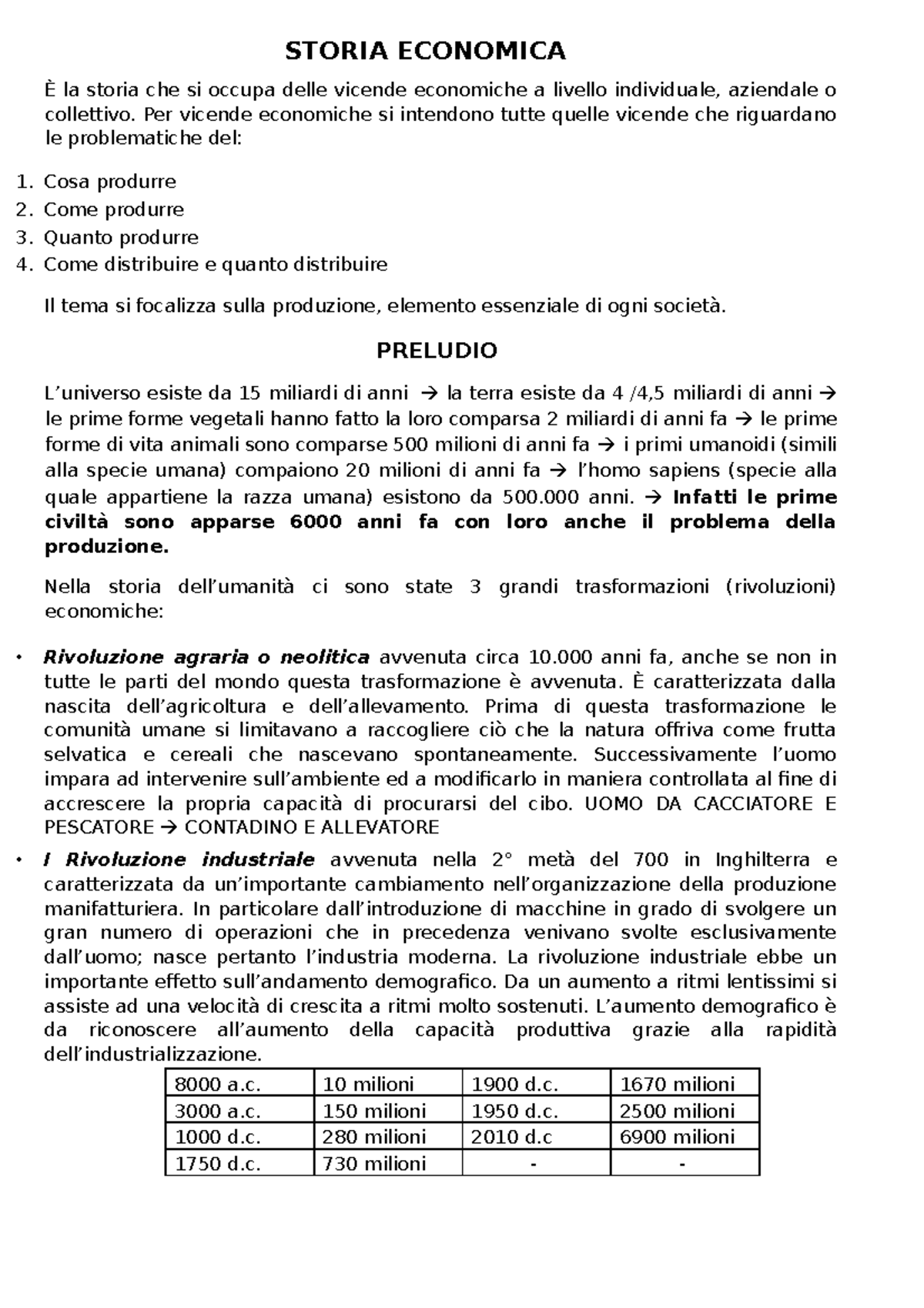 Appunti di storia economica alberto rinaldi - STORIA ECONOMICA È la ...