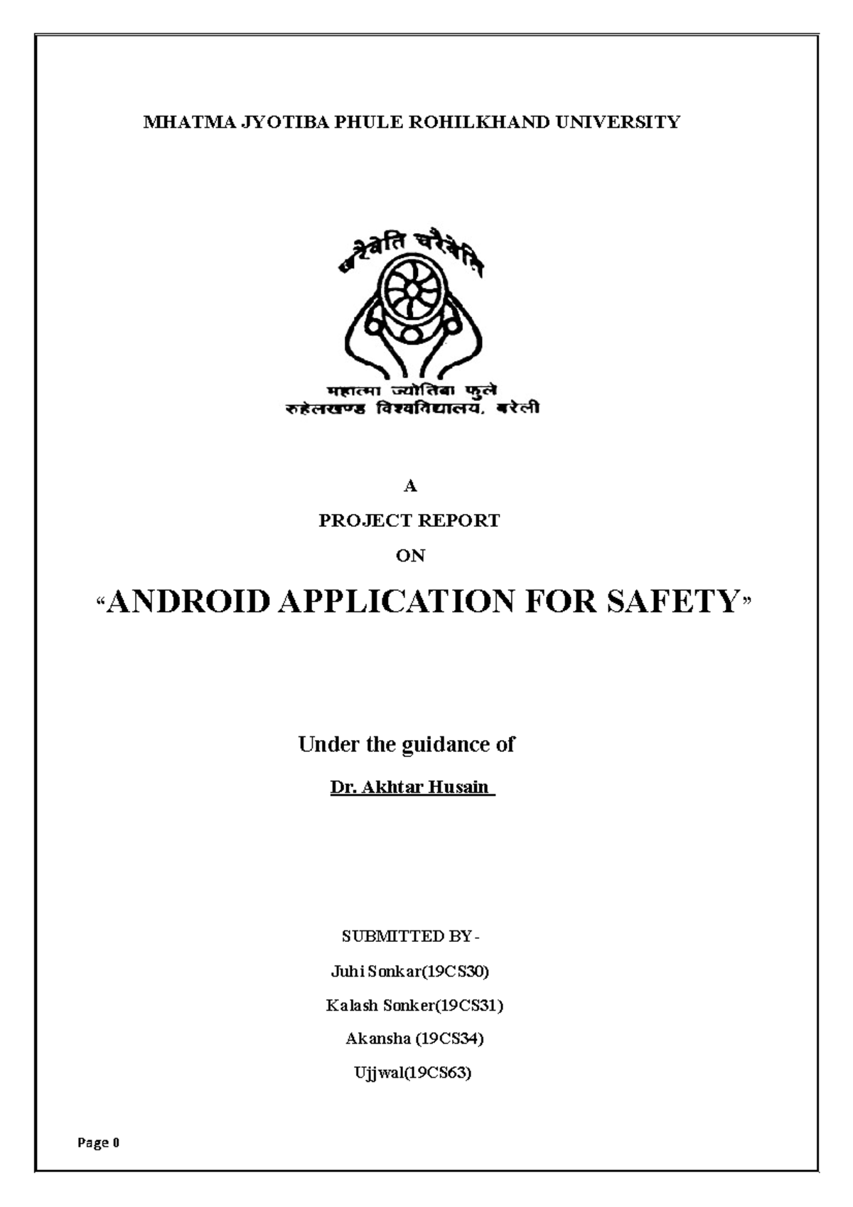 Project Report - MHATMA JYOTIBA PHULE ROHILKHAND UNIVERSITY A PROJECT ...