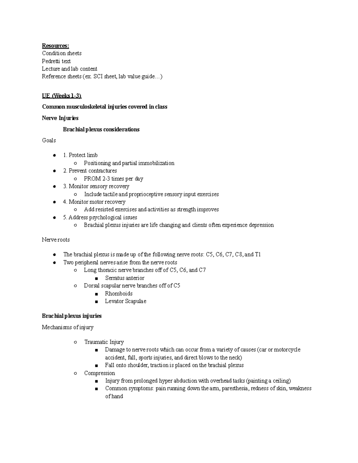 550 Final Exam Review - 550 notes - Resources: Condition sheets ...