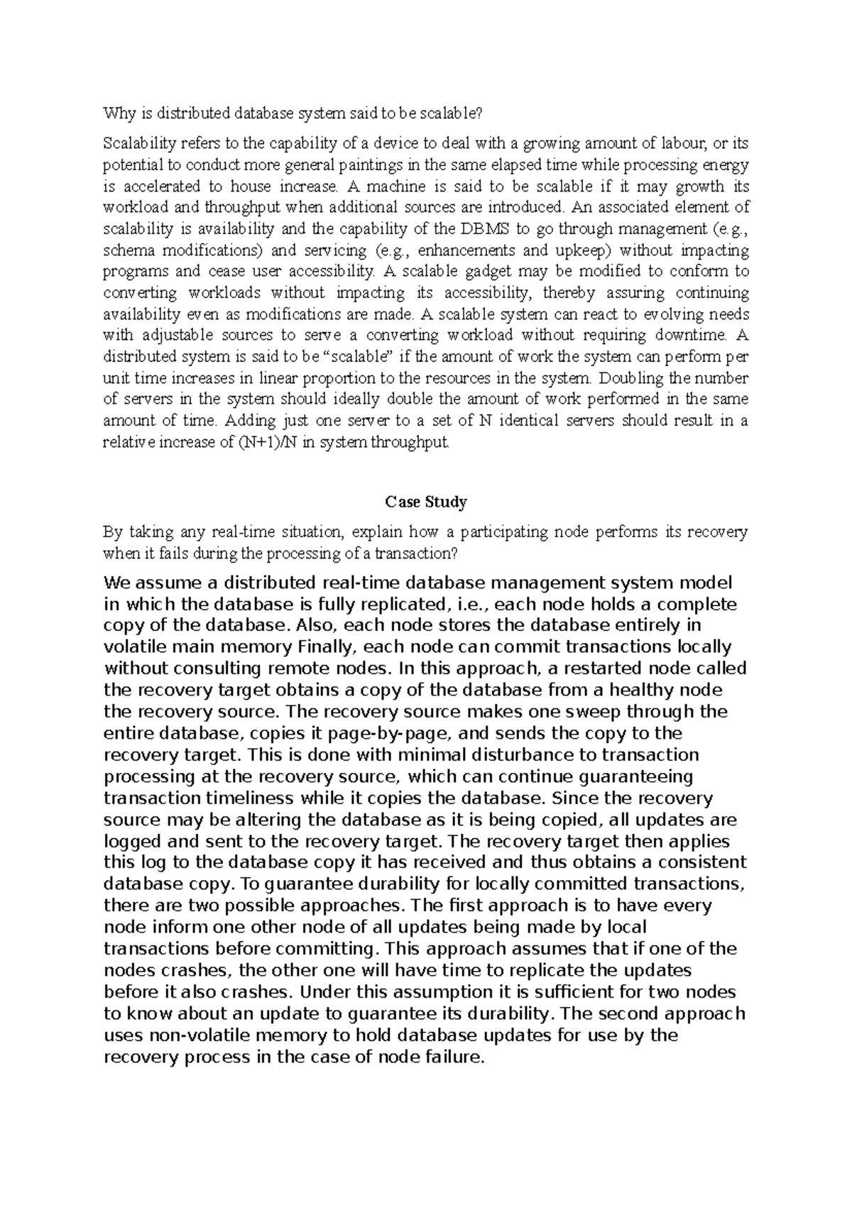 Assignment 2 - Why is distributed database system said to be scalable ...