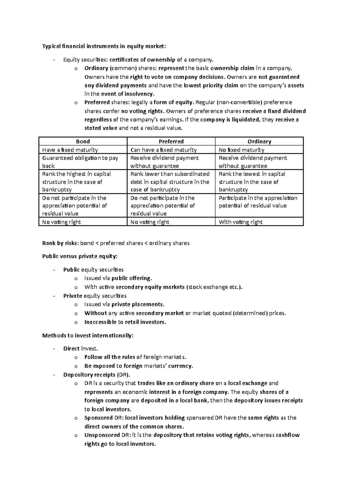 Week 3 - Equity Market (Part A) - Typical financial instruments in ...