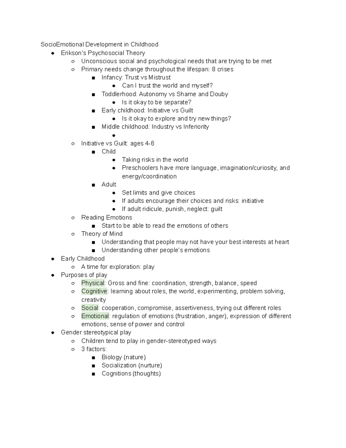 Individual and Family Development: Lifespan Notes 9/28 - SocioEmotional ...