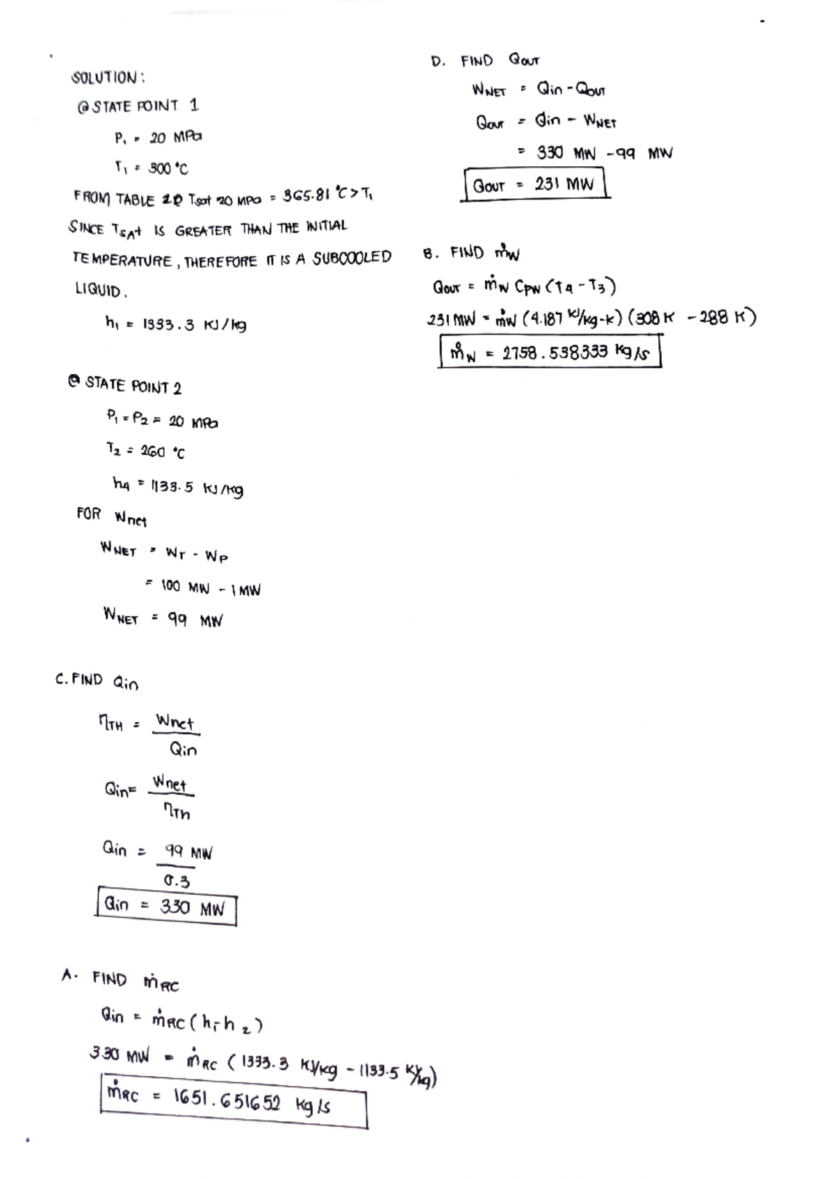 Document-31 - D. FIND QOUT SOLUTION: WNET STATE POINT 1 Qour Qin WNET P ...