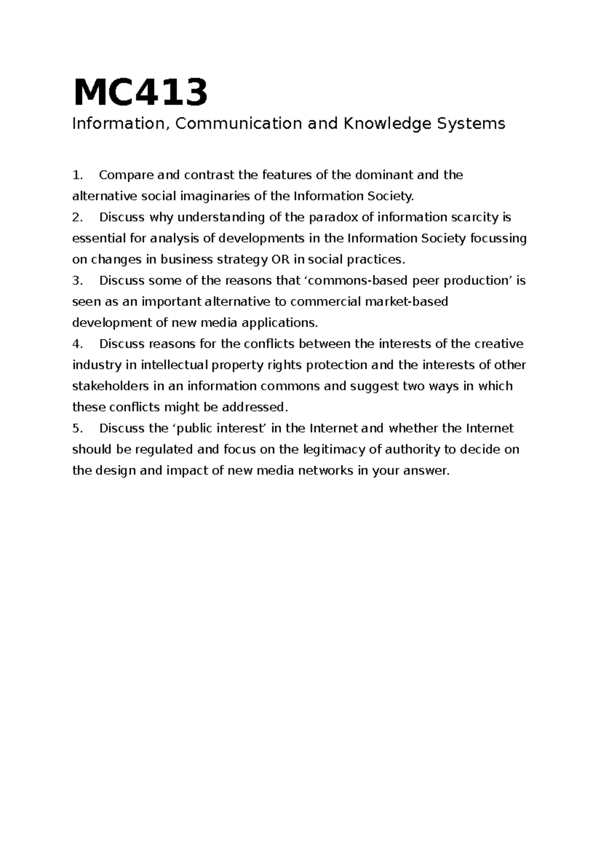 Exam 2012, questions - MC Information, Communication and Knowledge ...