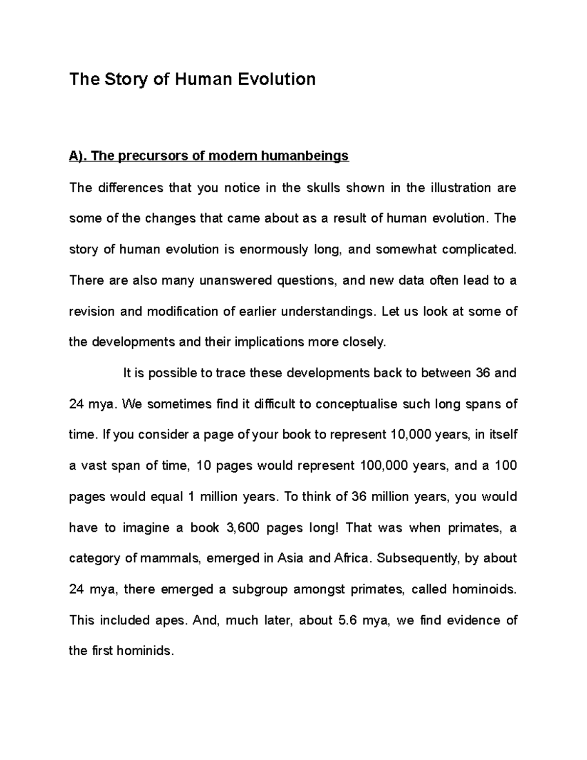 Story of Human Evolution - The precursors of modern humanbeings The ...