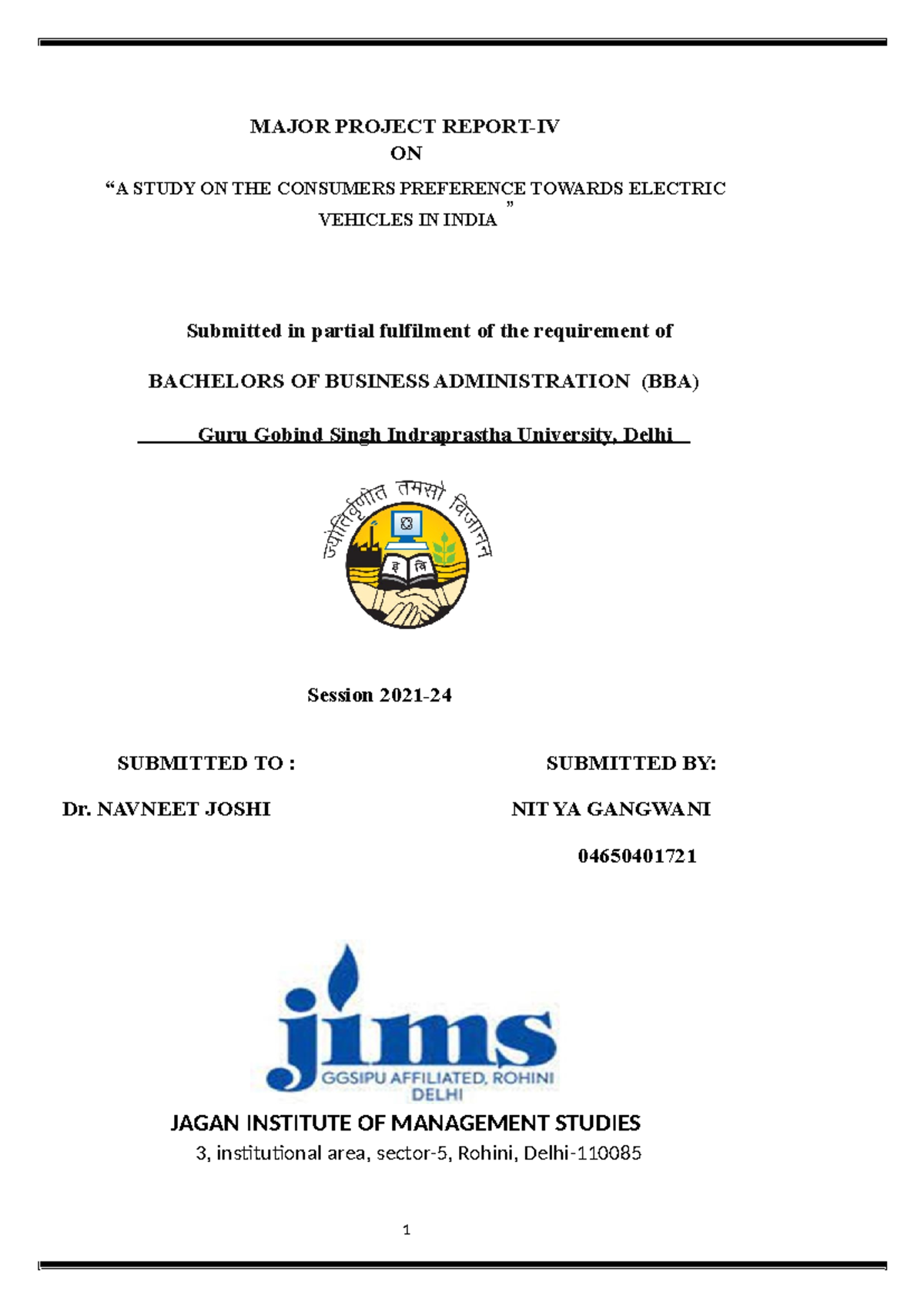 Major Modified Report - MAJOR PROJECT REPORT-IV ON “A STUDY ON THE ...