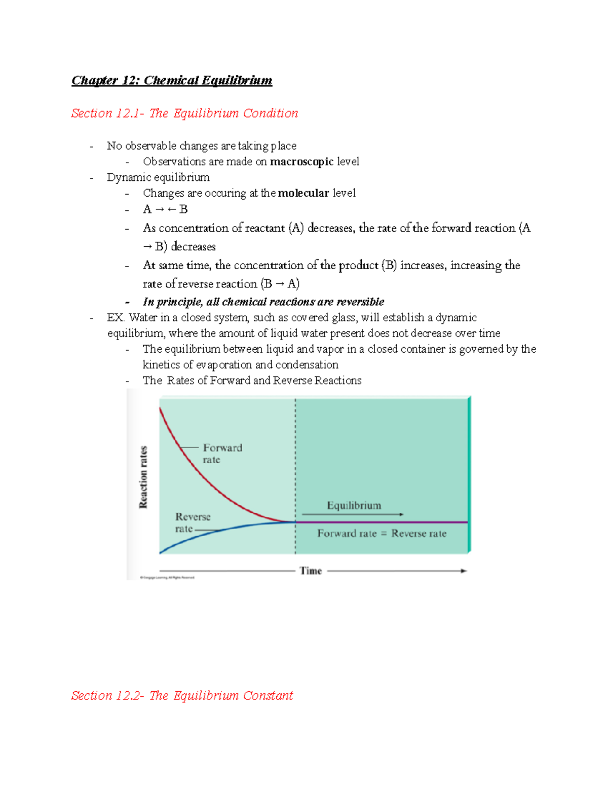 Chemistry 102 Ch. 12 Lecture Notes - Chapter 12: Chemical Equilibrium ...