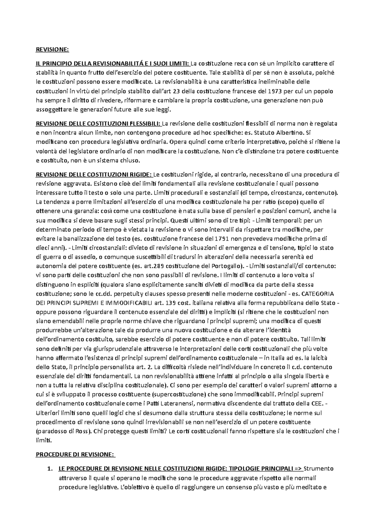 la revisione della costituzione - REVISIONE: IL PRINCIPIO DELLA ...