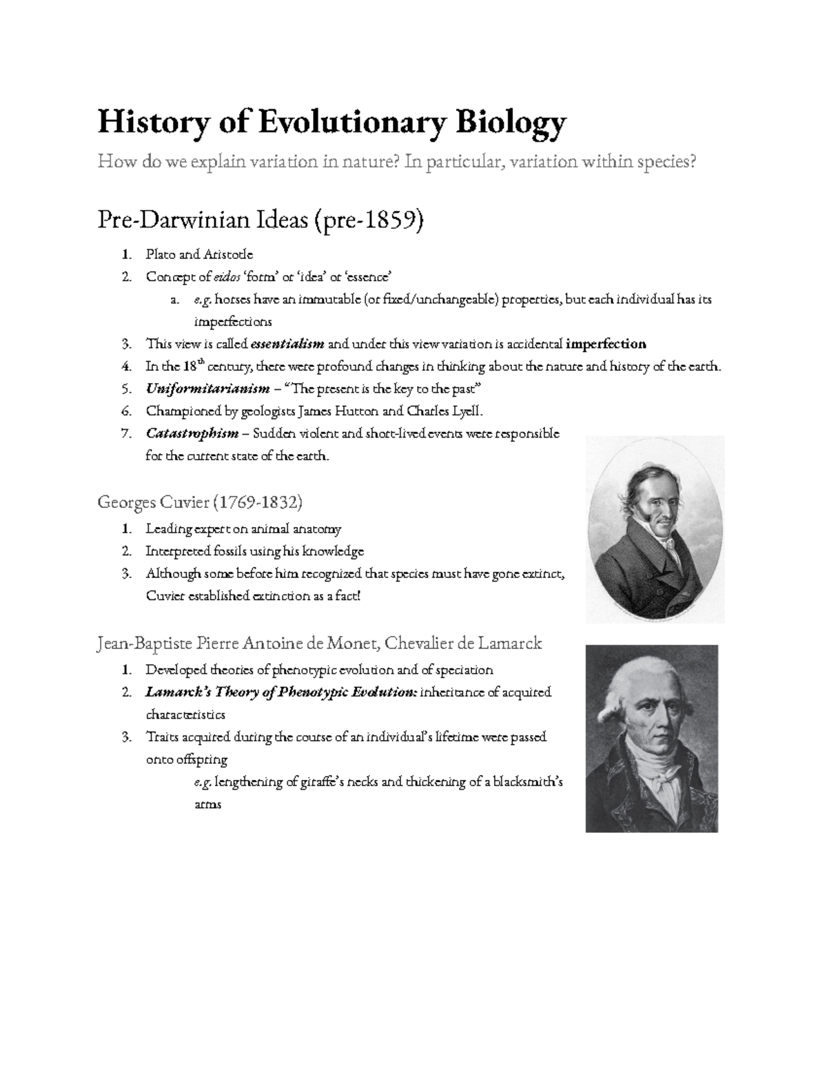 History of Evolutionary Biology - e. horses have an immutable (or fixed/unchangeable) properties ...