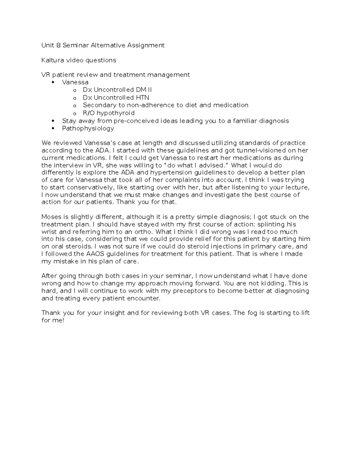 Unit 8 Seminar Alternative Assignment - Unit 8 Seminar Alternative Assignment Kaltura video ...