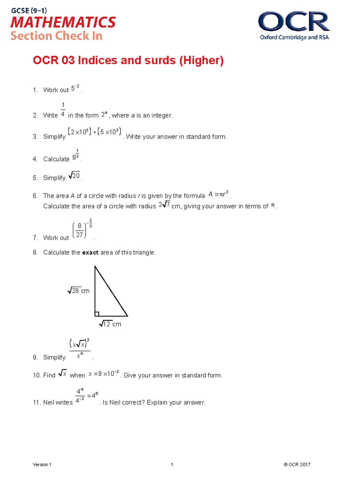 374356-section-check-in-higher-ocr-3-indices-and-surds - OCR 03 Indices ...