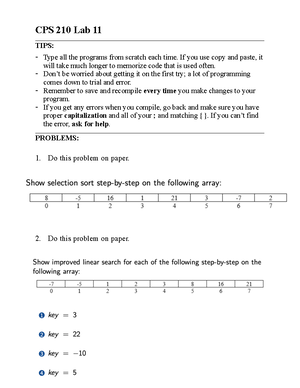 Lab 9 - Lab 9 - CPS 210 — Lab 9 PROBLEMS - Call all methods where ...