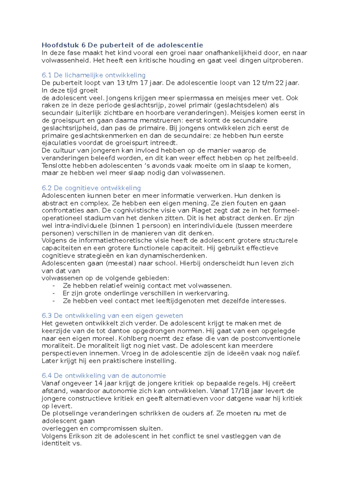 Hoofdstuk 6 De puberteit of de adolescentie levensslooppsychologie ...