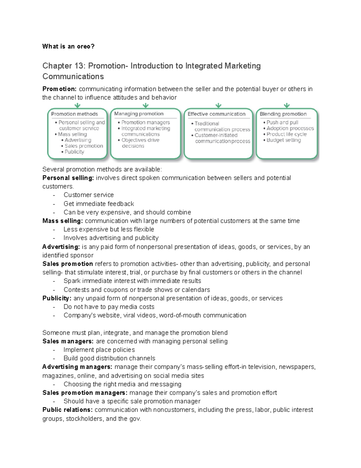 MKT300 Chapter 13 - What is an oreo? Chapter 13: Promotion ...