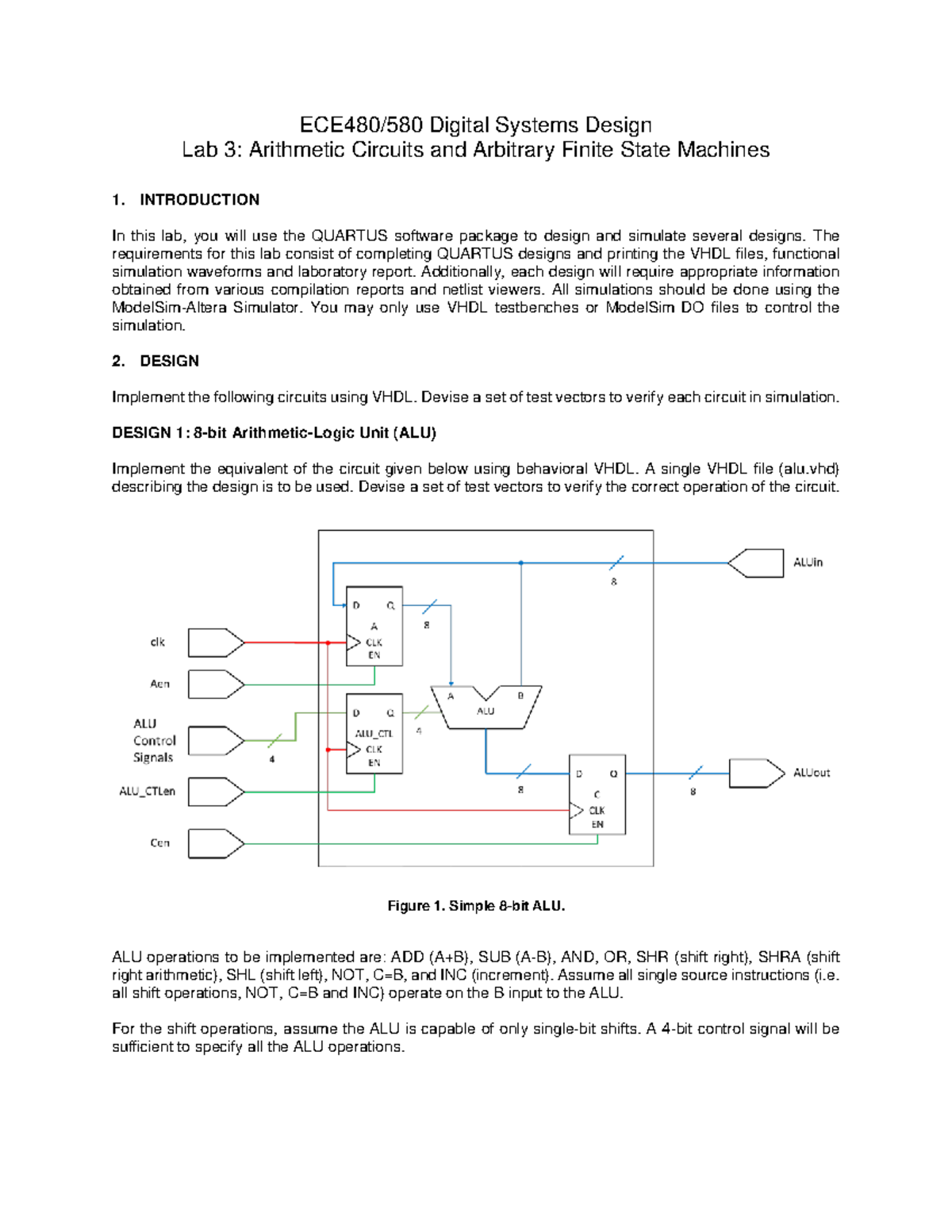 Lab 3 September 15, 2016 - Digital Systems Design Lab 3: Arithmetic ...
