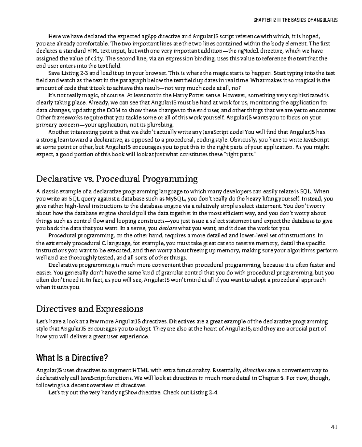 Beginning Angular JS and web development - Here we have declared the expected ngApp directive ...