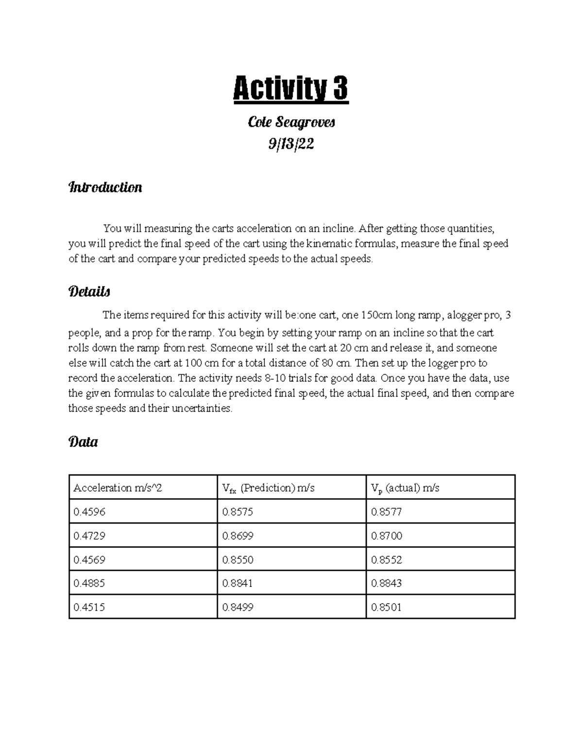 Activity 3 - A piece of homework based on our observations during the ...