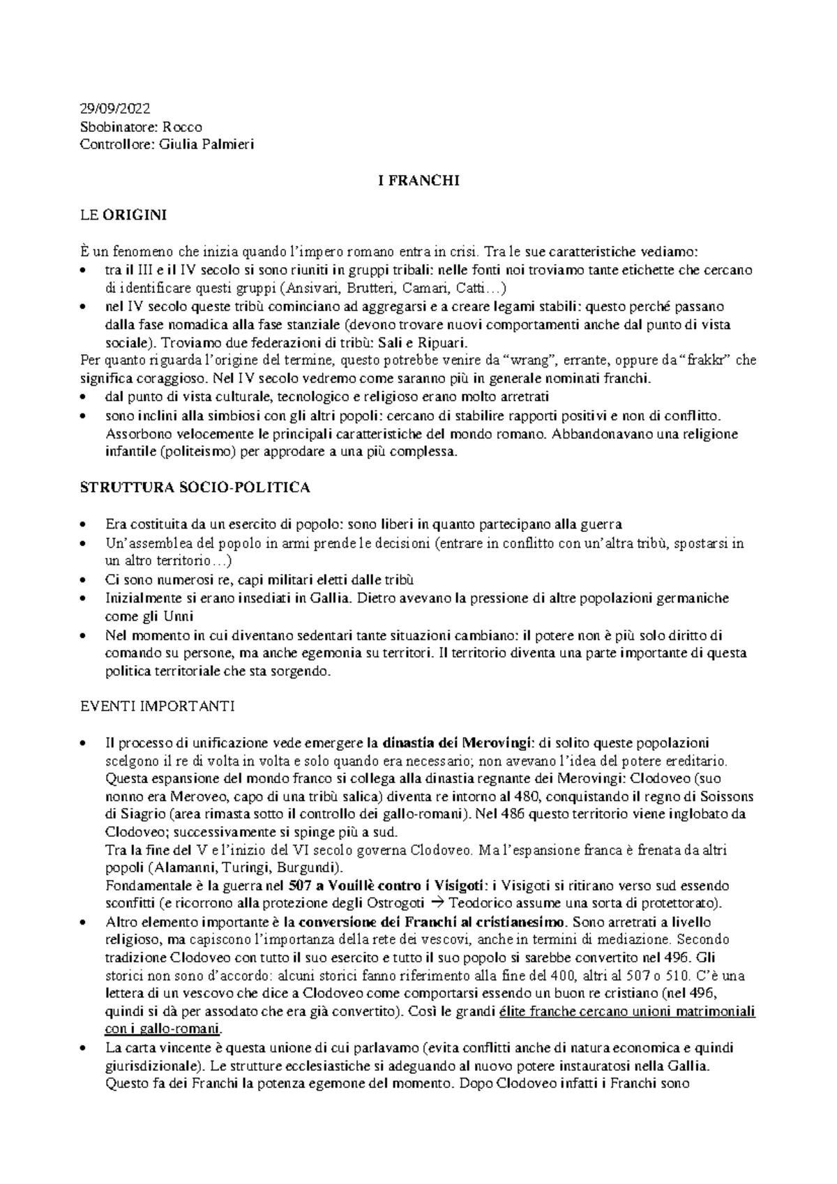 Lezione 5 Storia Medievale - 29/09/ Sbobinatore: Rocco Controllore ...