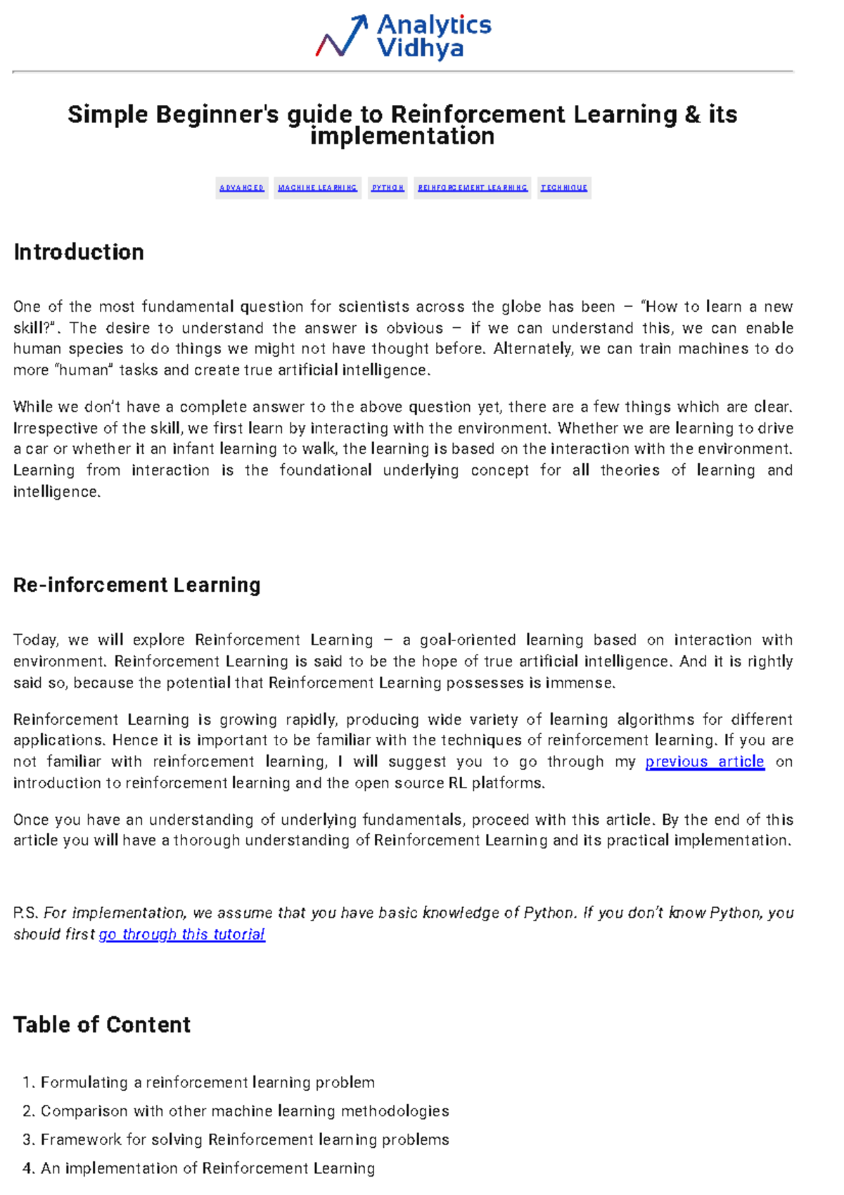 Introduction to reinforcement learning implementation - Simple Beginner's guide to Reinforcement ...