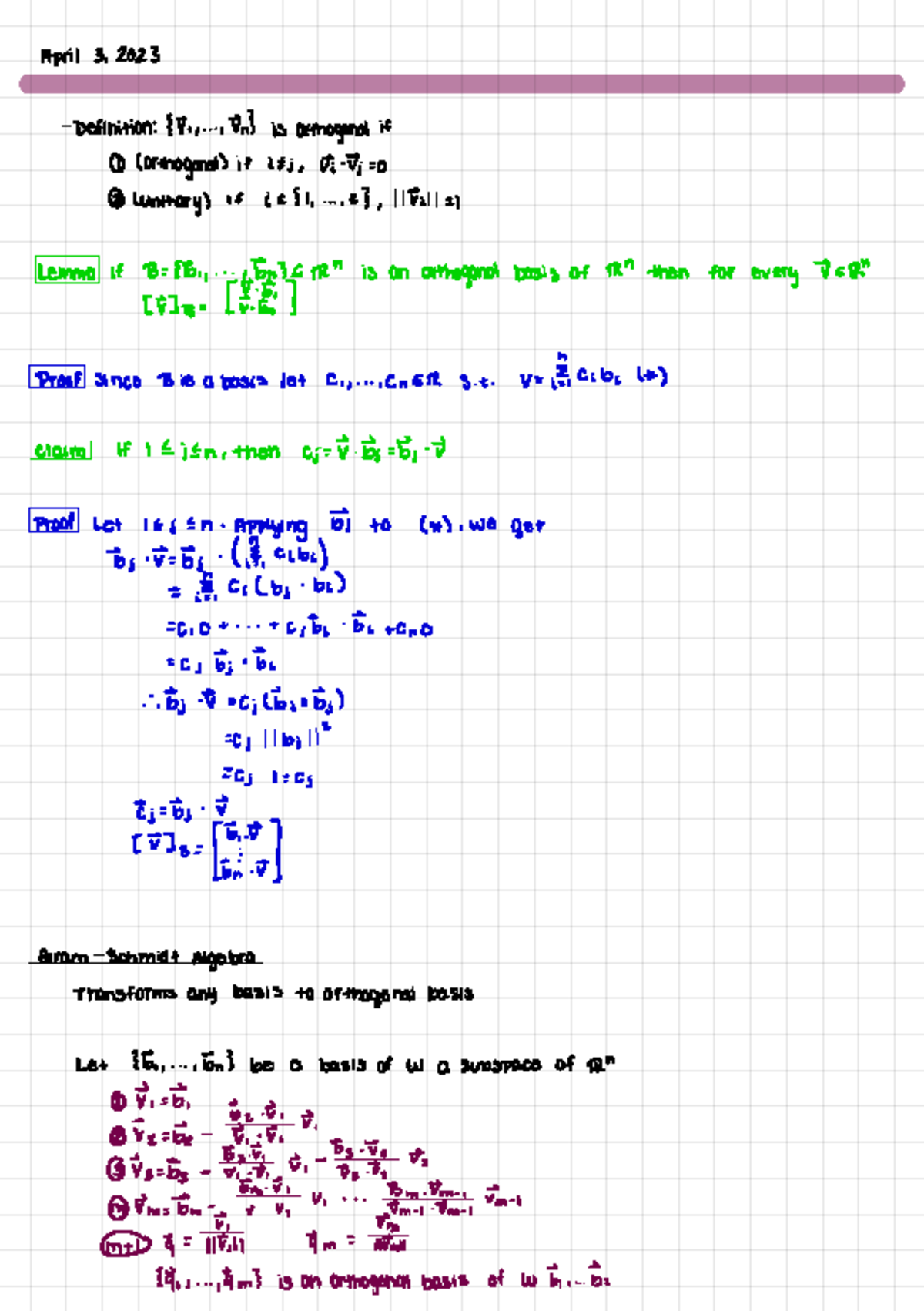 Introduction To Linear Algebra: Orthogonal - April 3, 2023 Definition ...