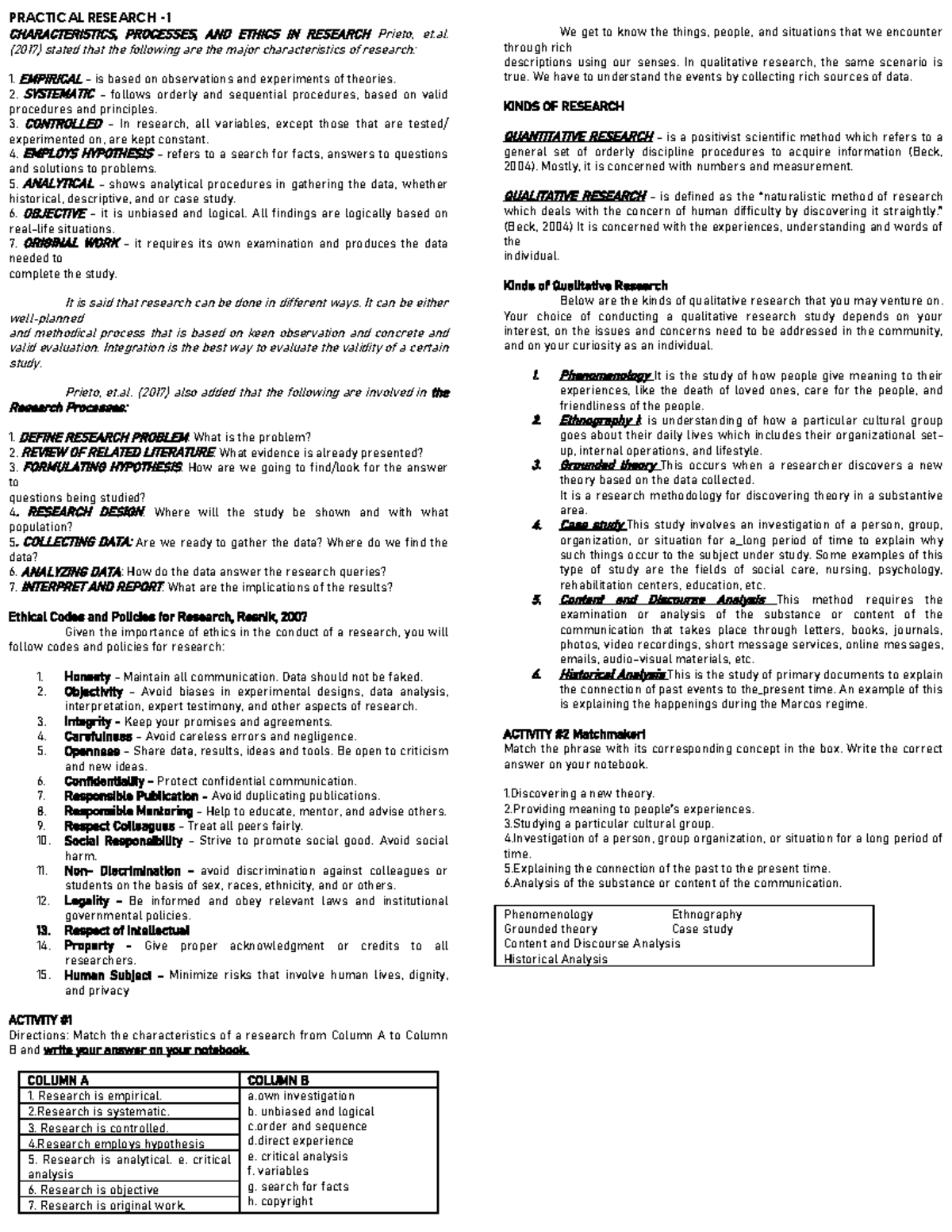 Practical Research - reviewer for first quarter - PRACTICAL RESEARCH ...