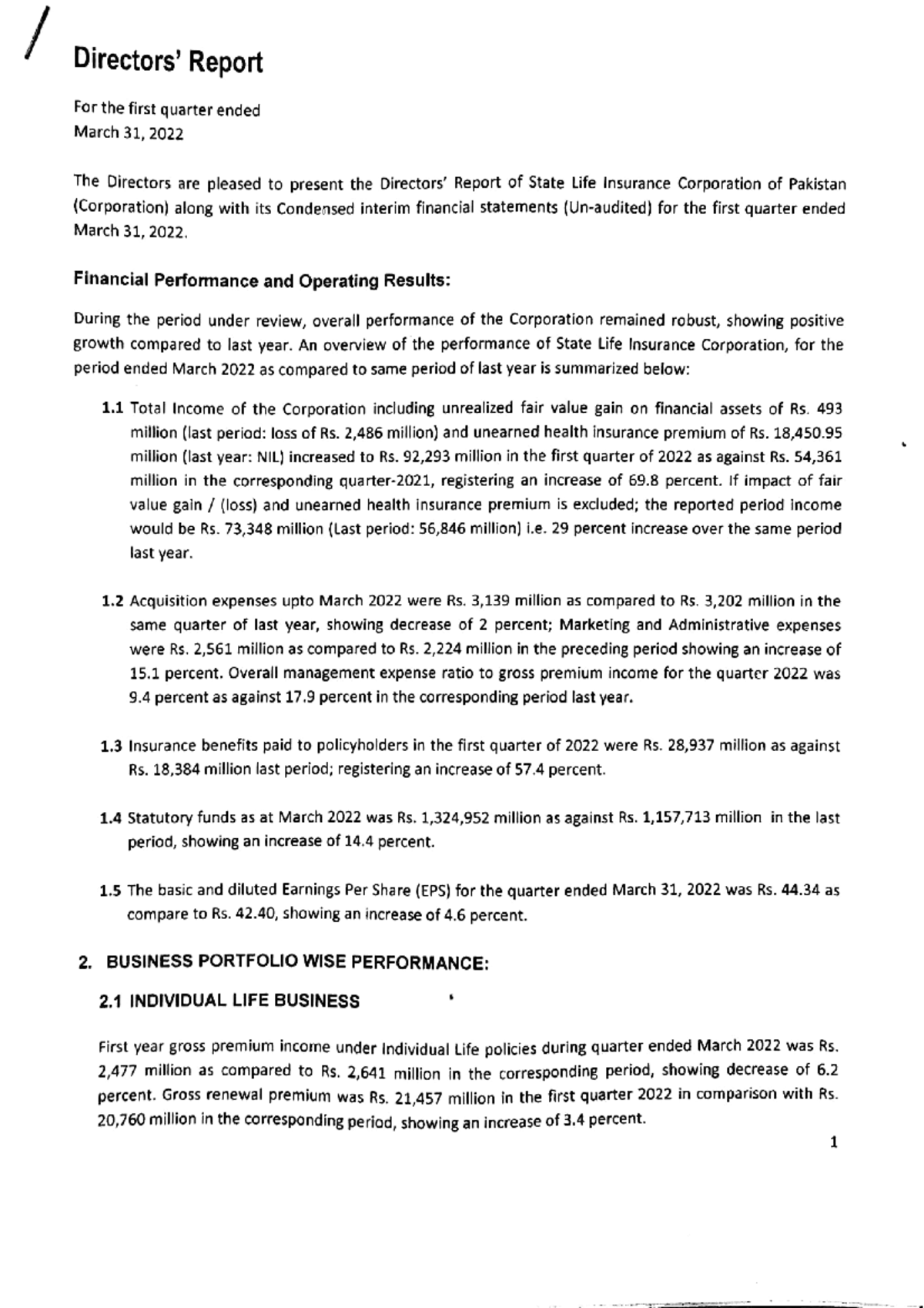 Directors Report Mar 2022 - International Banking - Studocu