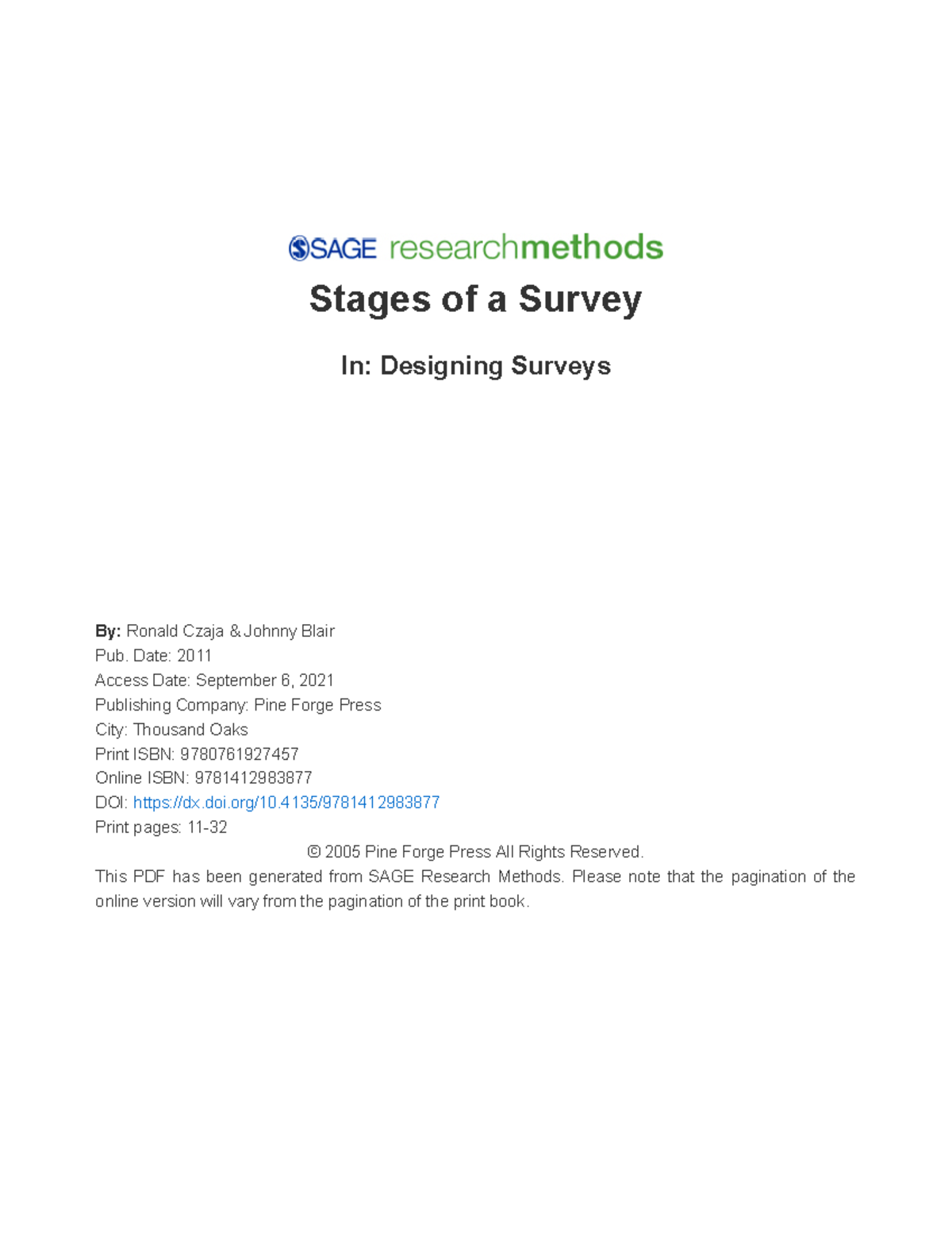 Designing-surveys - Design a survey - Stages of a Survey In: Designing ...