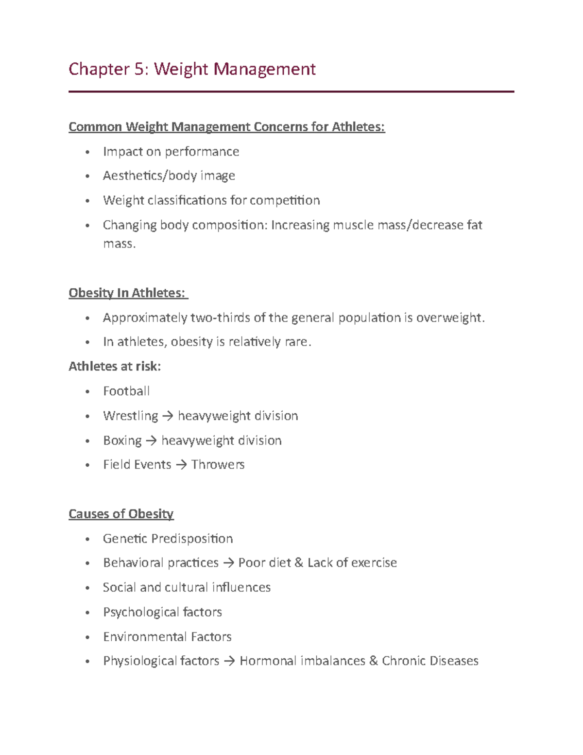 Chapter 5 Weight Management - Chapter 5: Weight Management Common ...