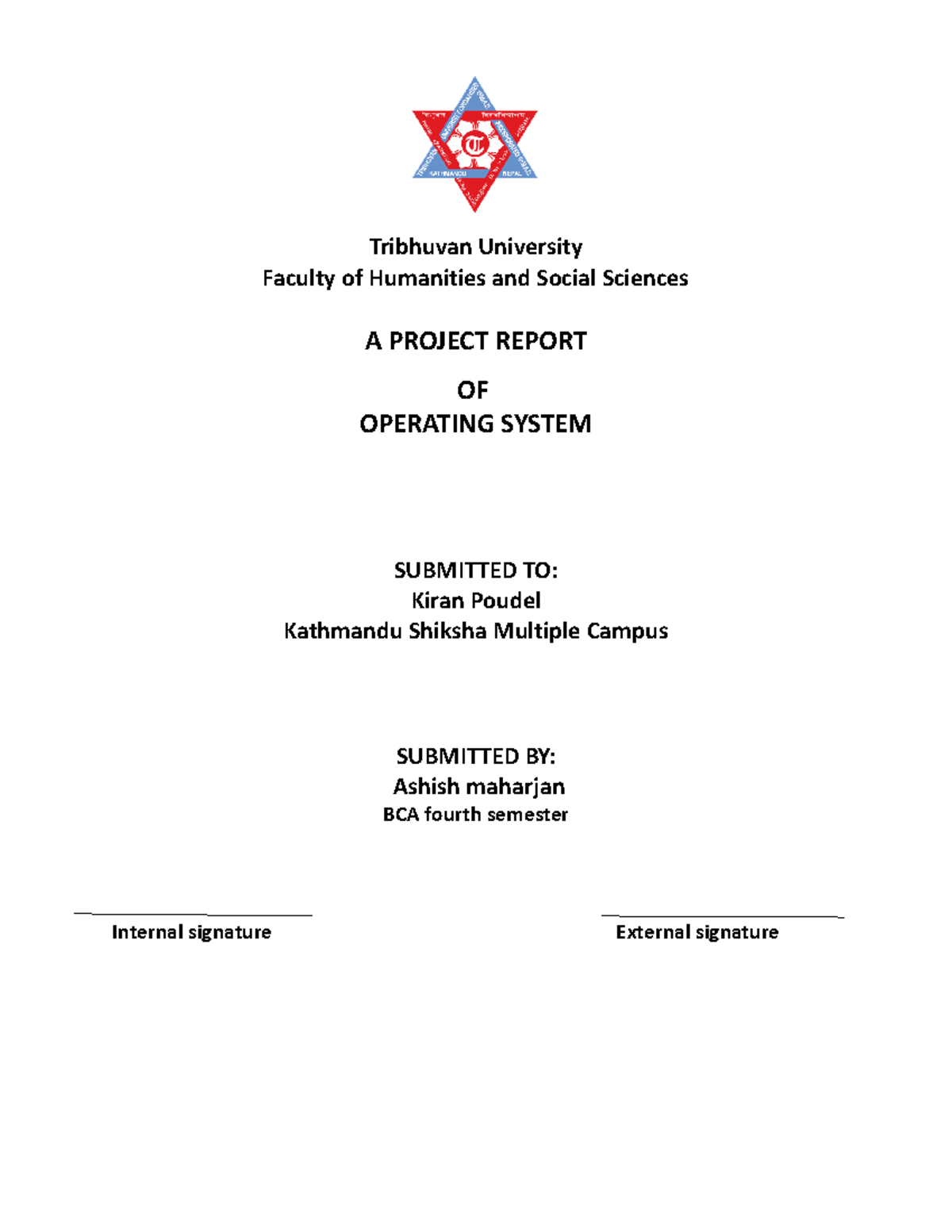 Operating System LAB - asdasdasd - A PROJECT REPORT OF OPERATING SYSTEM ...