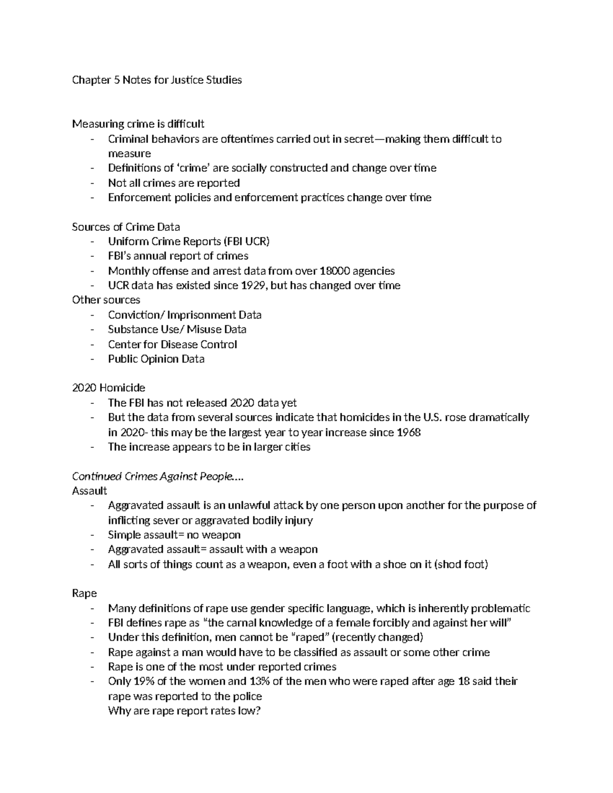 Chapter 5 Notes for Justice Studies - Chapter 5 Notes for Justice ...
