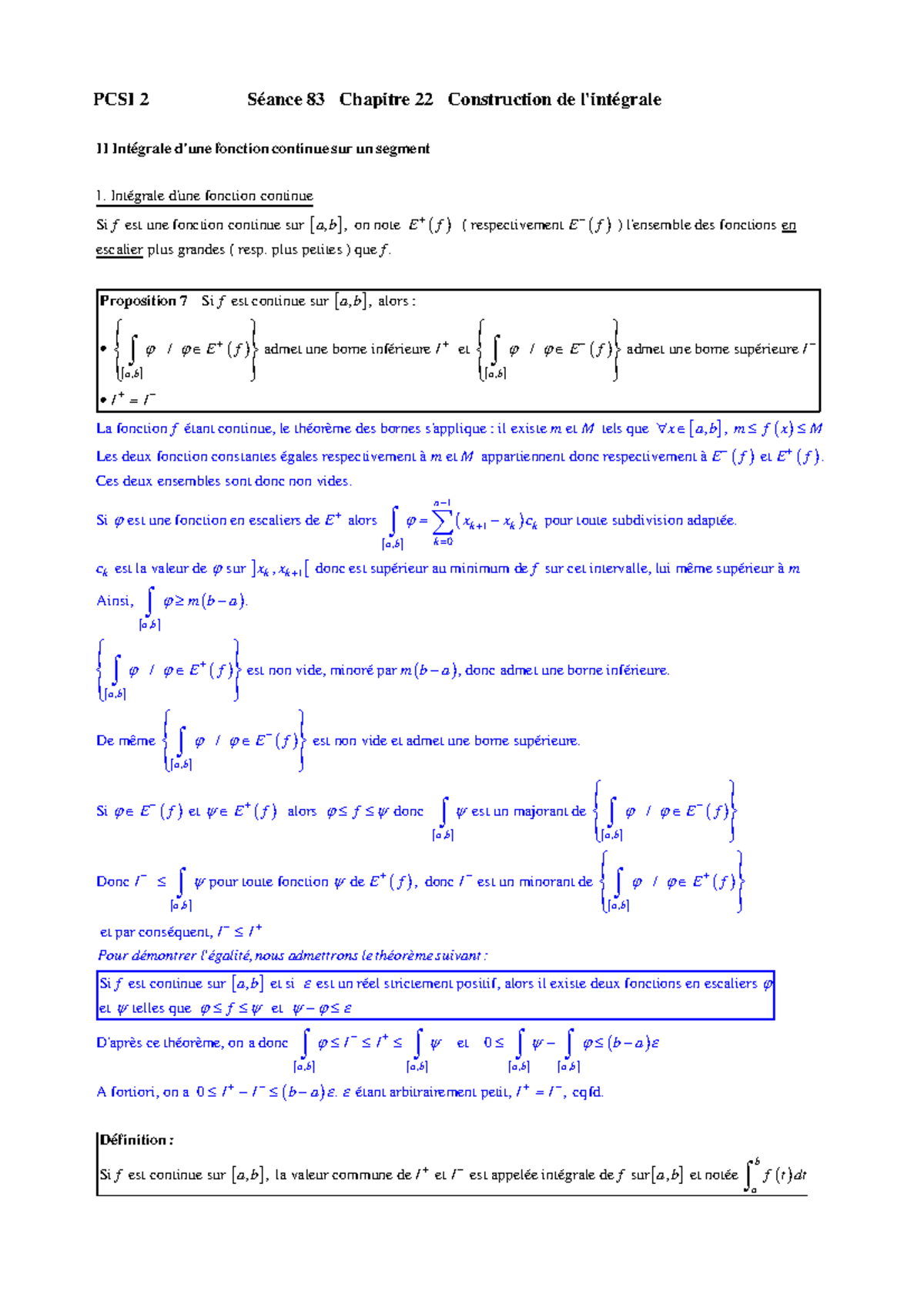 Construction d'intégrales/Intégrale de fonctions continues - PCSI 2 ...