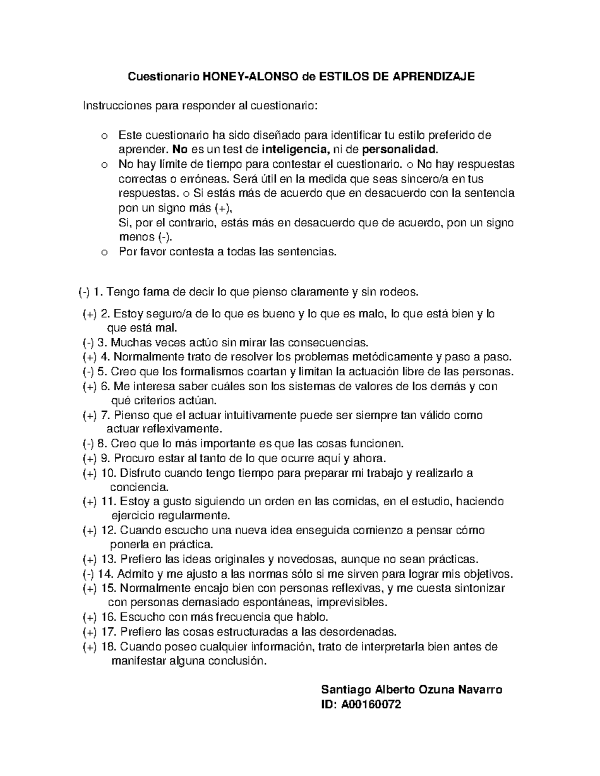 Ozuna Santiago Cuestionario Honey-Alonso - Cuestionario HONEY-ALONSO de ...