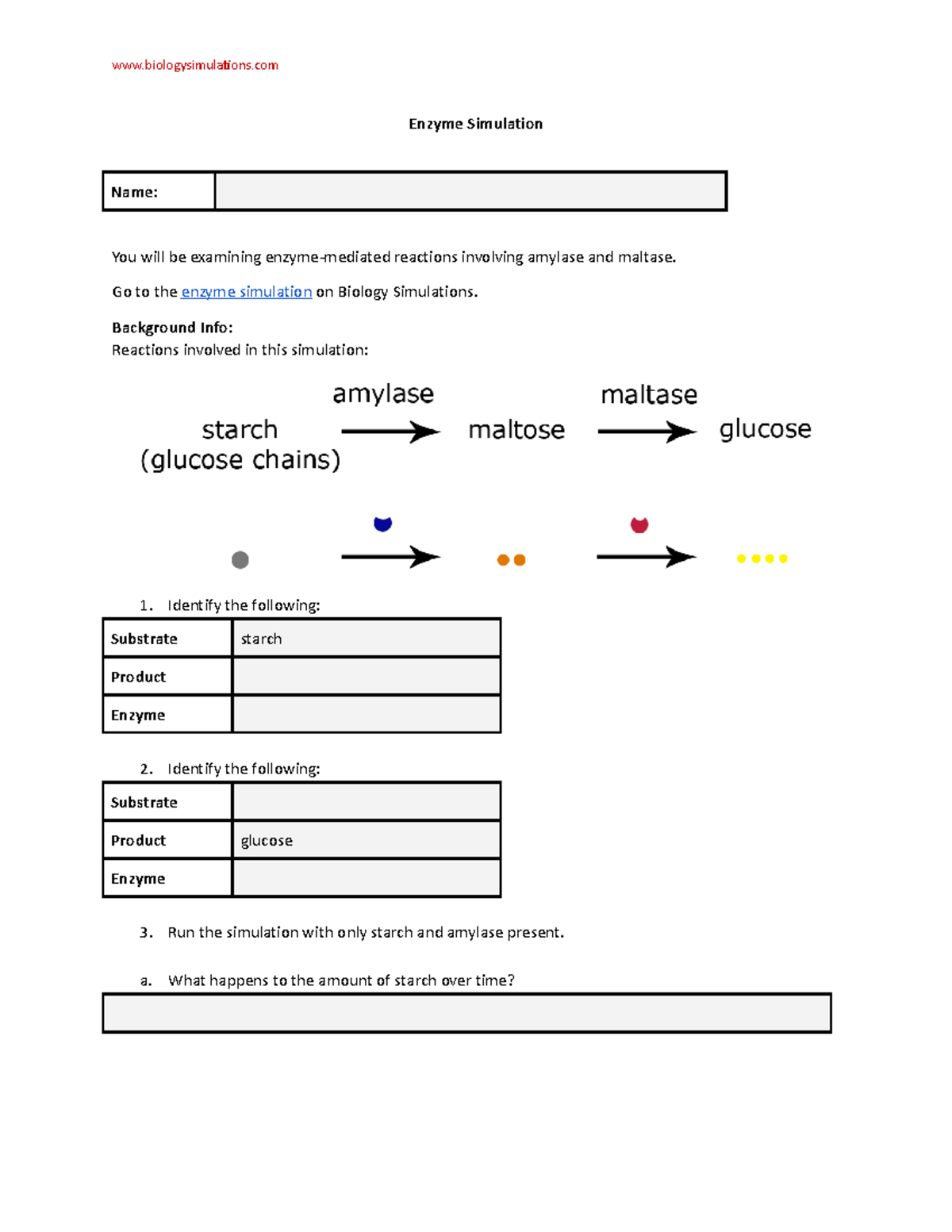 Enzyme Simulation - Observation - Enzyme Simulation Name: You will be ...