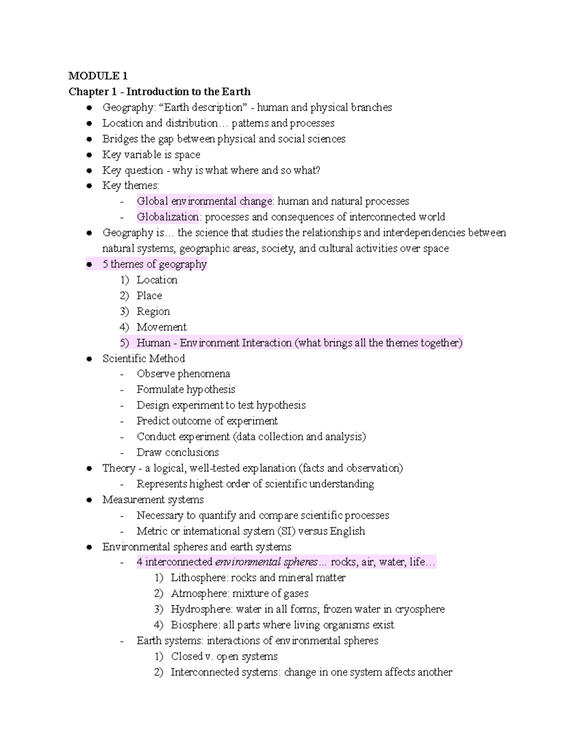 Physical Geography Notes - MODULE 1 Chapter 1 - Introduction to the ...