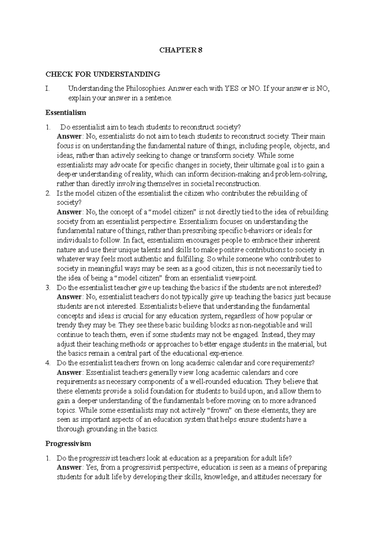 Chapter 8 Answer Sheet - This Documents are all about the Activities on ...