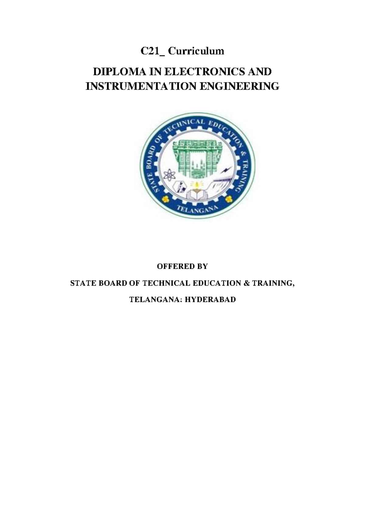 C21 EI IV SEM - curriculum - C21_ Curriculum DIPLOMA IN ELECTRONICS AND ...