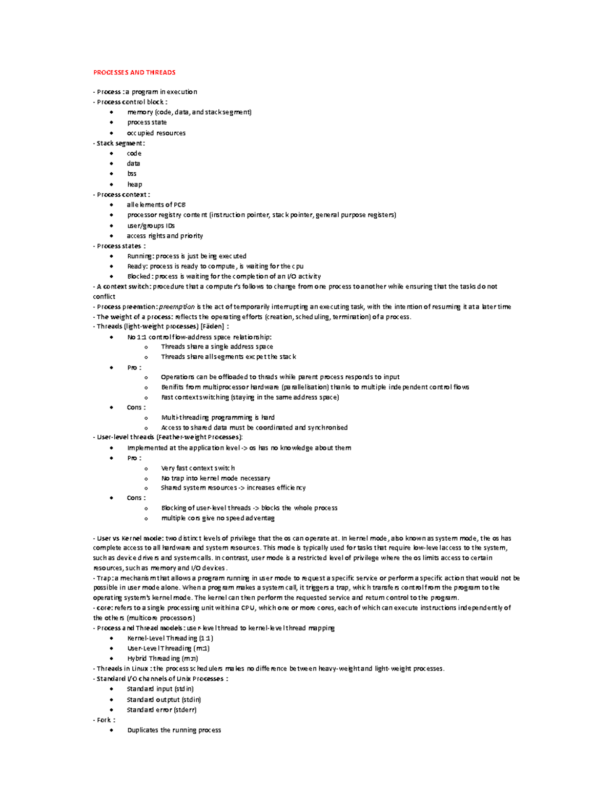 Processes AND Threads - PROCESSES AND THREADS Process : a program in execution Process control ...