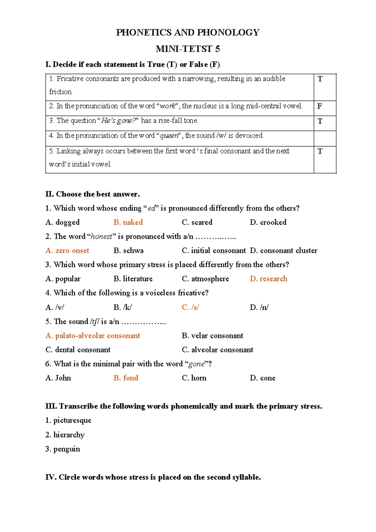 Phonetics AND Phonology - Mini Test 5 - PHONETICS AND PHONOLOGY MINI ...