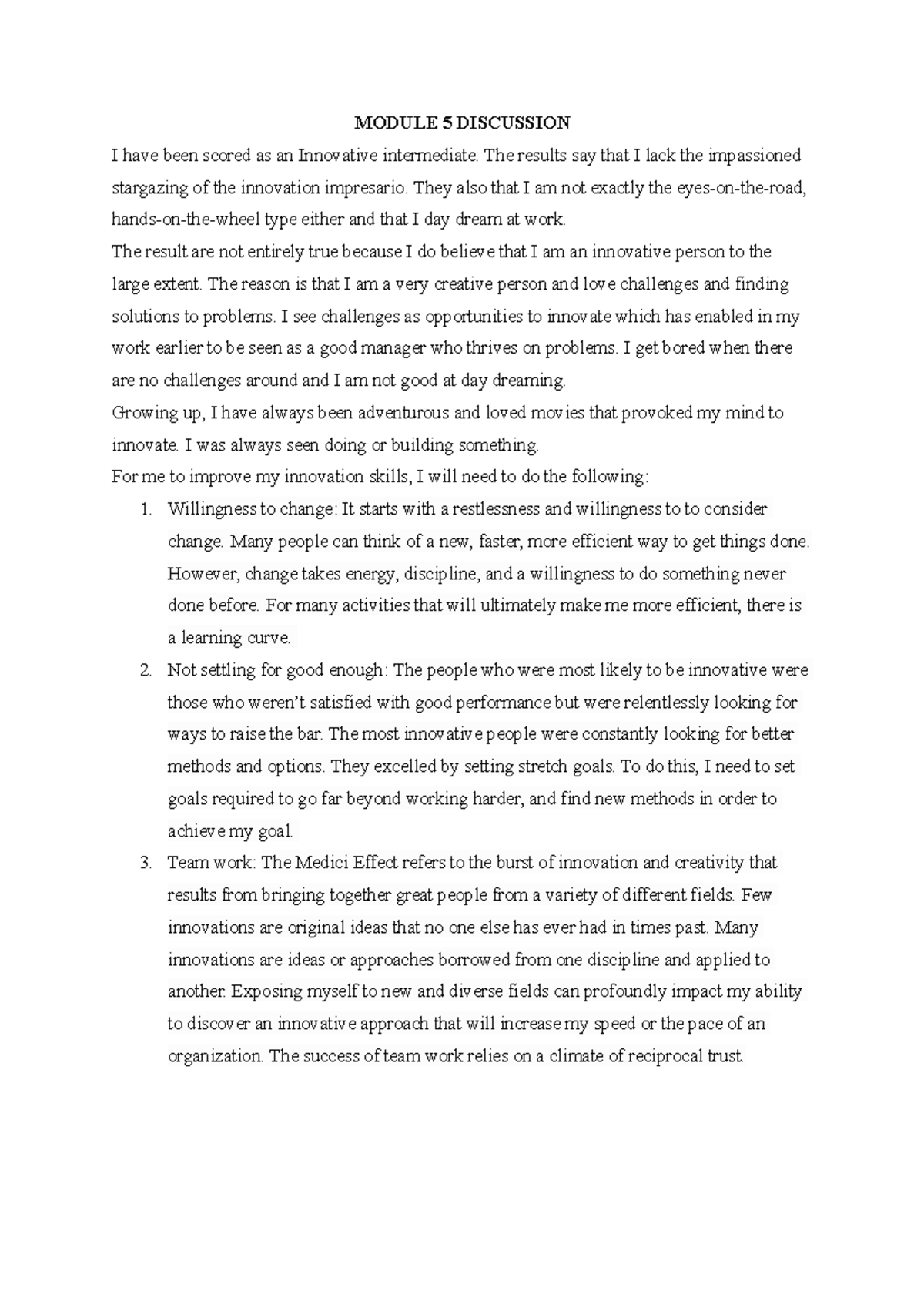 Module 5 Discussion - Business studies - MODULE 5 DISCUSSION I have ...