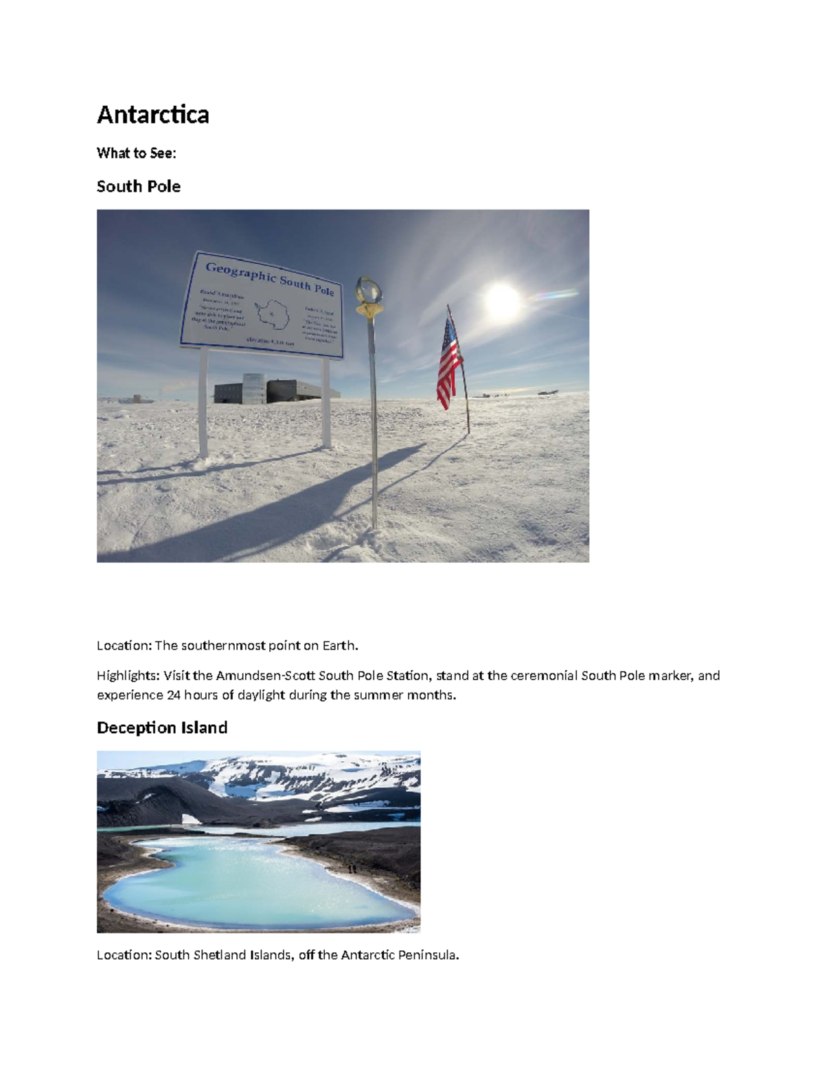 Antarctica - Antarctica What to See: South Pole Location: The ...