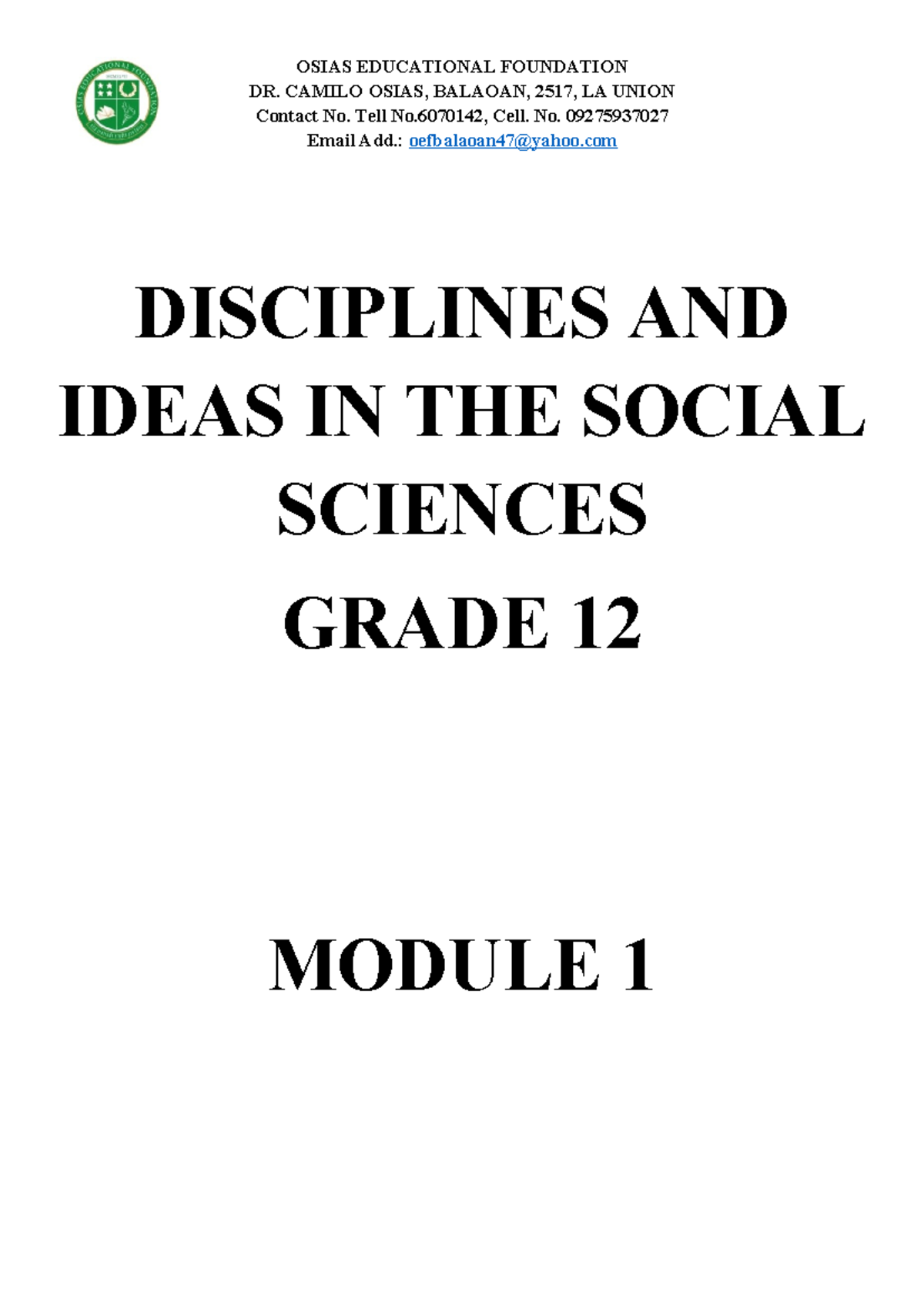 DISS Module 1 - - Studocu