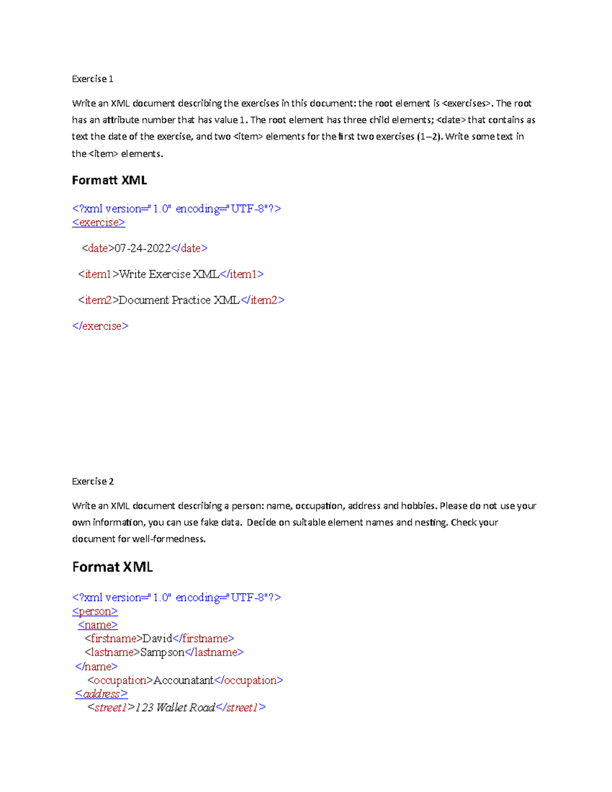 Written Assignemnt Unit 6 Web Programming 1 Exercise 1 Write An Xml Document Describing The