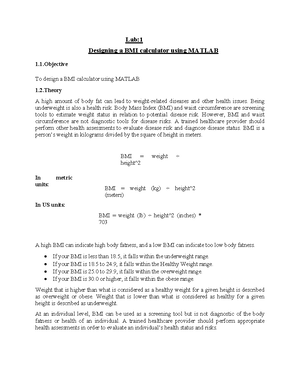 Lab-1 BIOMEDICAL MODELING AND SIMULATION - Lab- Introduction/Basics of ...
