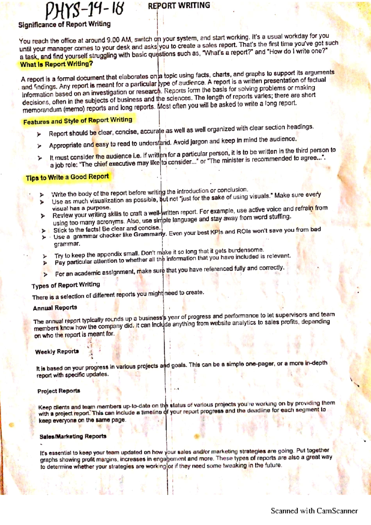 How write Report - Best notes - Functional English - Scanned with ...