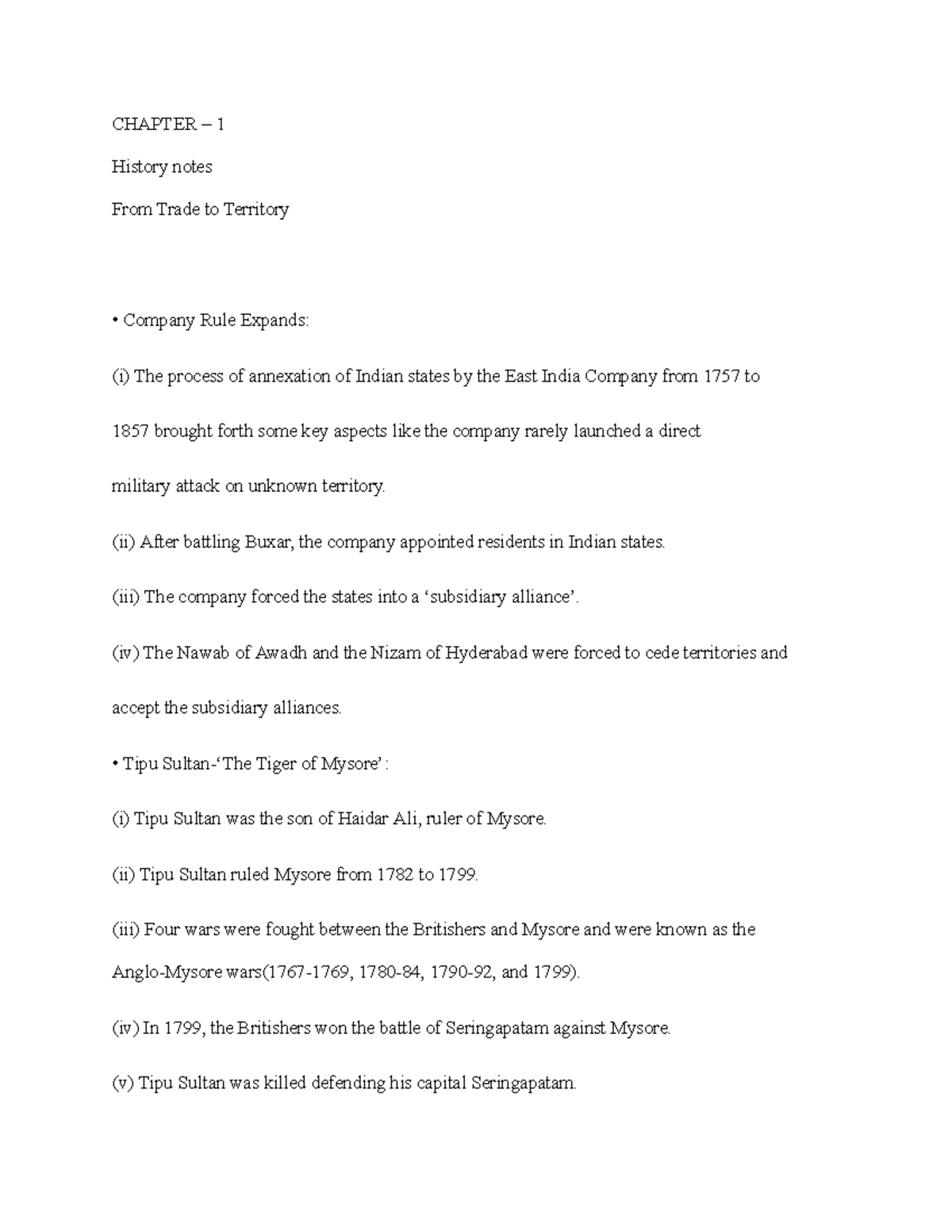 Chapter – 2 History Notes 3 - CHAPTER – 1 History notes From Trade to ...