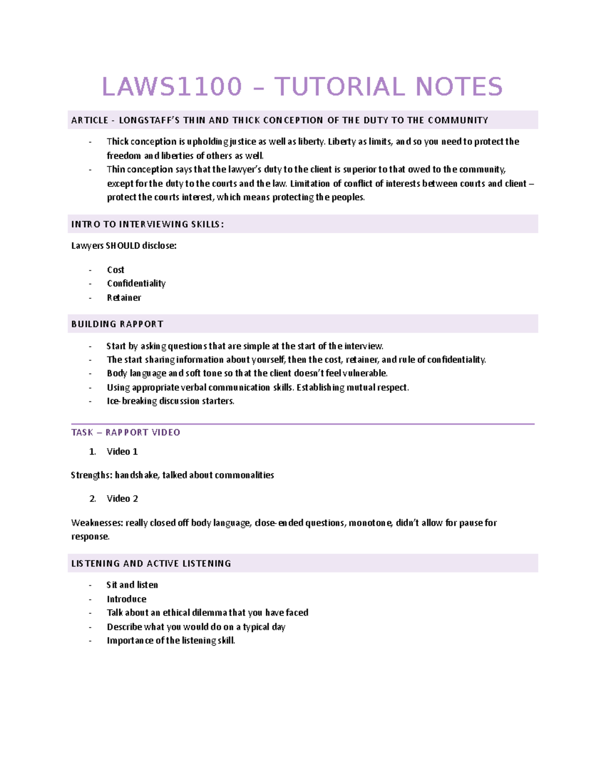 LAWS1100 - Tutorial Week 2 Notes - LAWS1100 – TUTORIAL NOTES ARTICLE ...