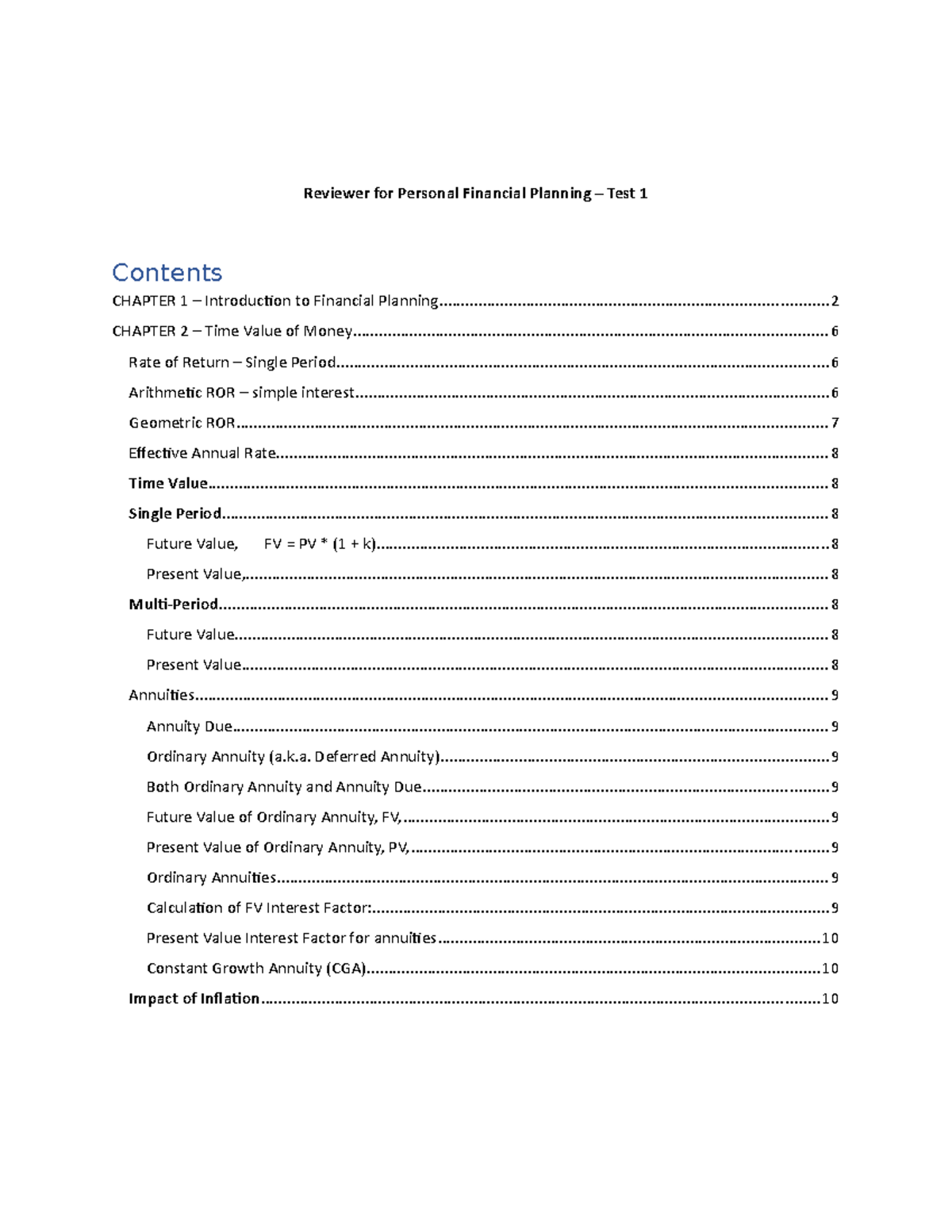 reviewer-for-personal-financial-planning-studocu