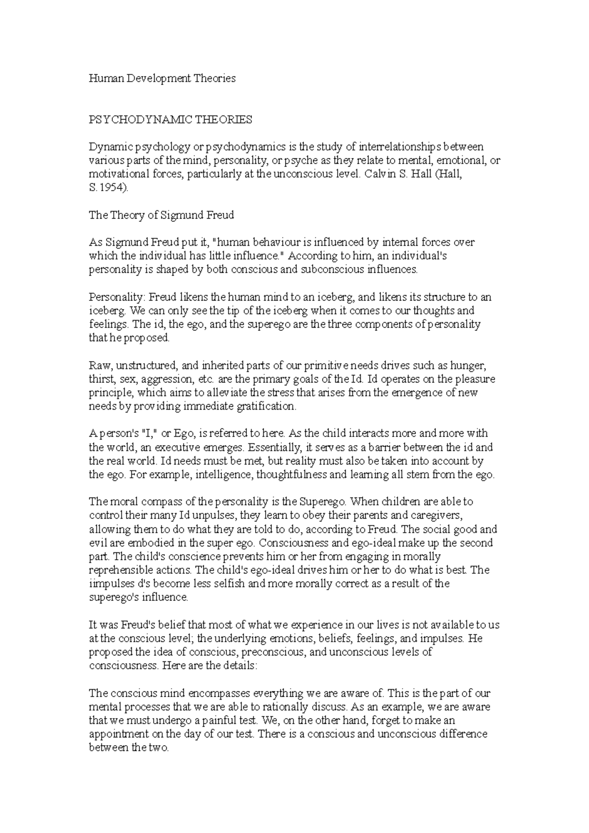 Human Development Theories - Human Development Theories PSYCHODYNAMIC ...