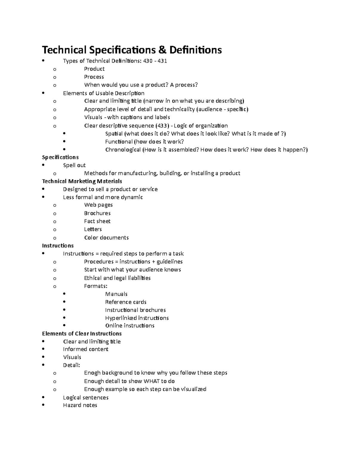 Technical Specifications - Studocu