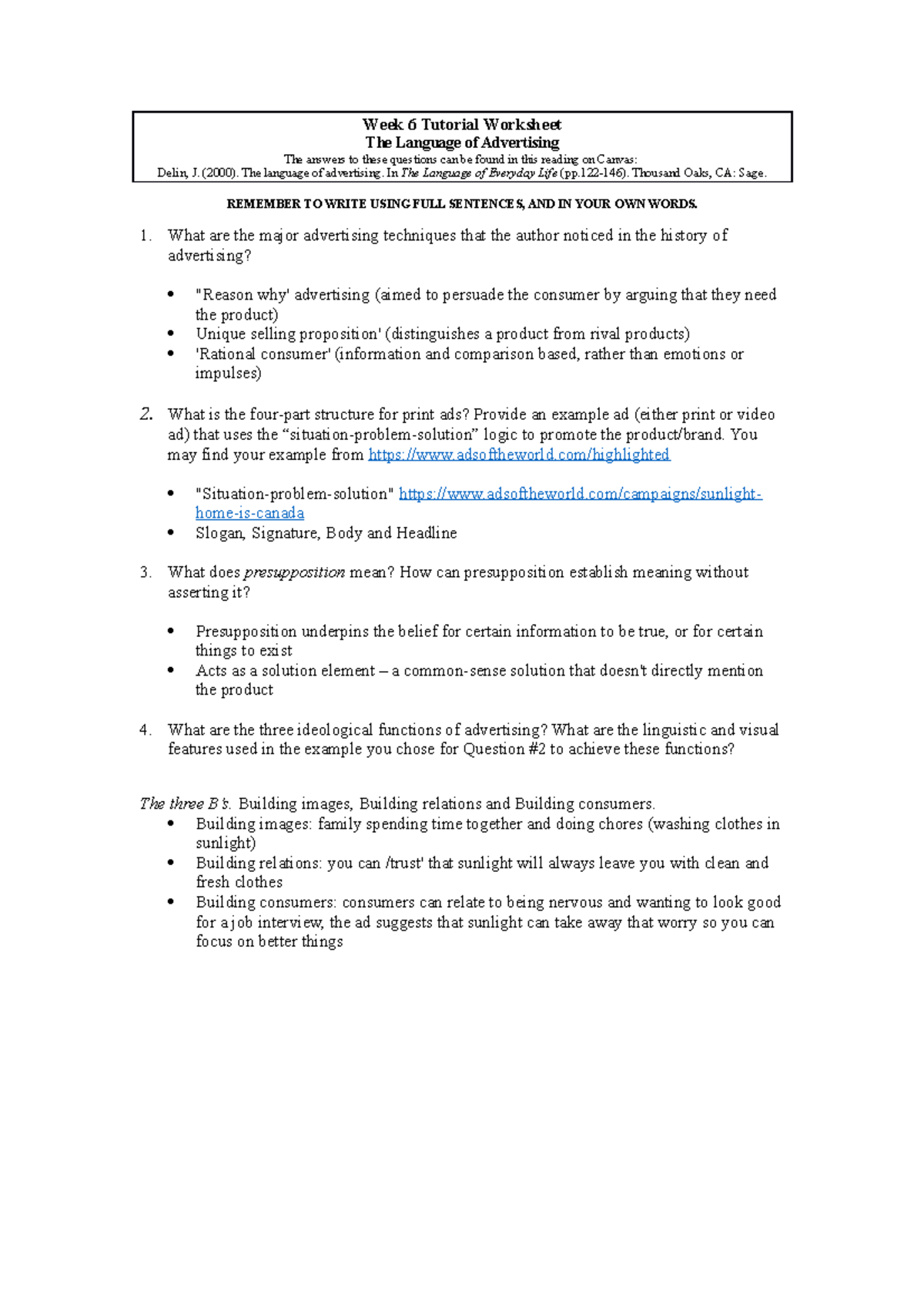 Comms 104 G Worksheet for Week 6 Tutorial - Week 6 Tutorial Worksheet ...